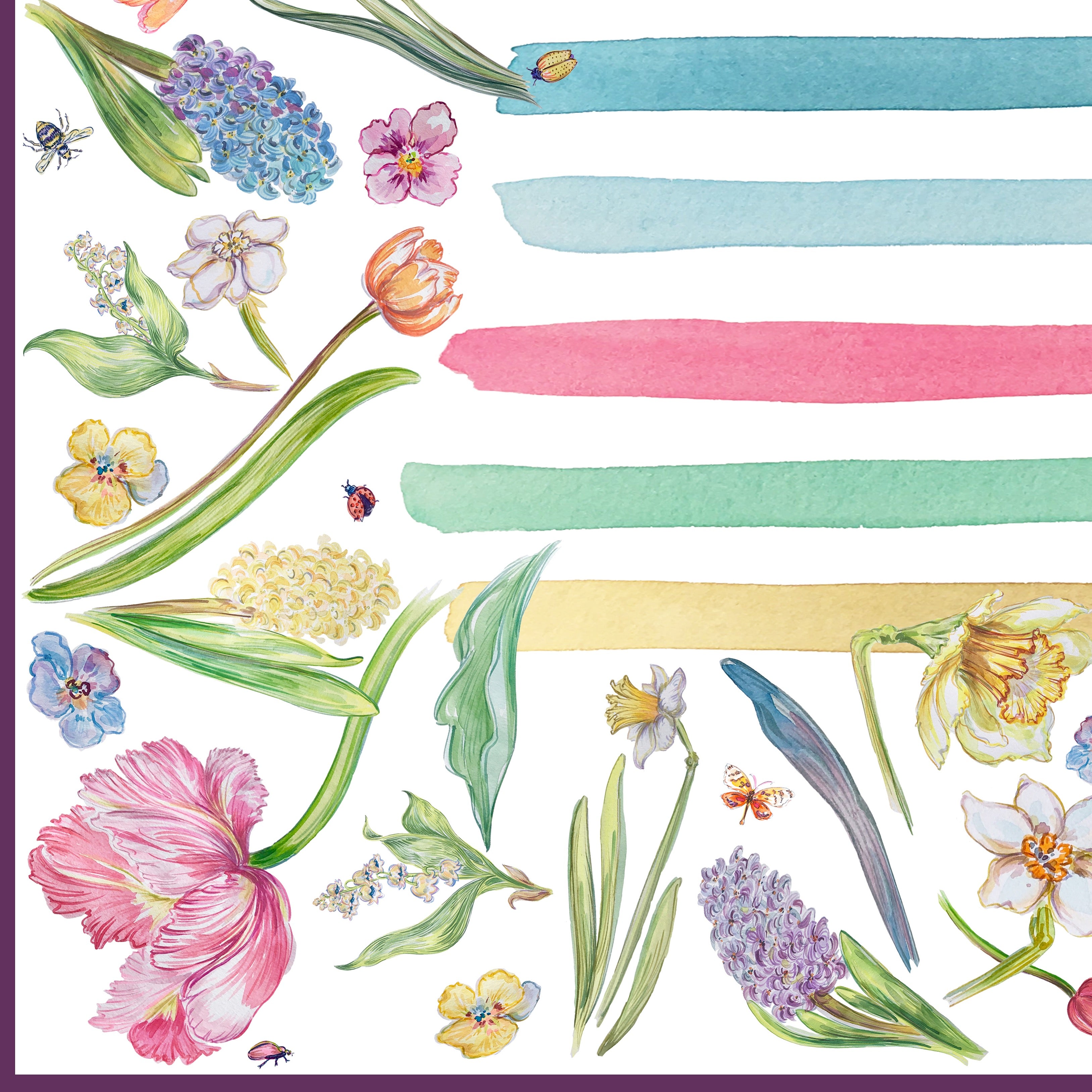 Watercolor Studio by Grey Hall Design ~ original silk scarf designs